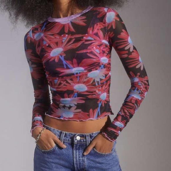 Urban Outfitters | Tops | Urban Outfitters Sia Ruched Mesh Top | Poshmark